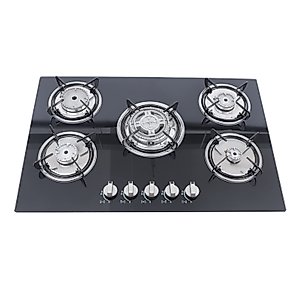Gas Cooktop,30 Inch 5 Burners Gas Stove Gas Hob Stovetop Tempered Glass Cooktop Cast Iron Grates Built-in Gas Stove Top Gas Cooktop Thermocouple Protection