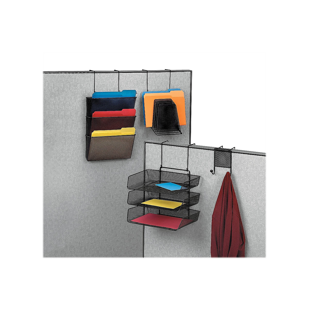 Fellowes Mesh Partition Additions Double Coat Hook, Black (75903)