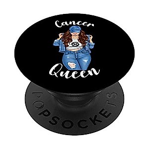 Streetwise Cancer Queen Zodiac Girl July June Brunette Cool PopSockets Swappable PopGrip
