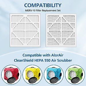 5 Pack MERV-10 Filter Replacement Set Compatible with AlorAir CleahShield HEPA 550 Air Scrubber and Abestorm HEPA 550 Air Scrubber