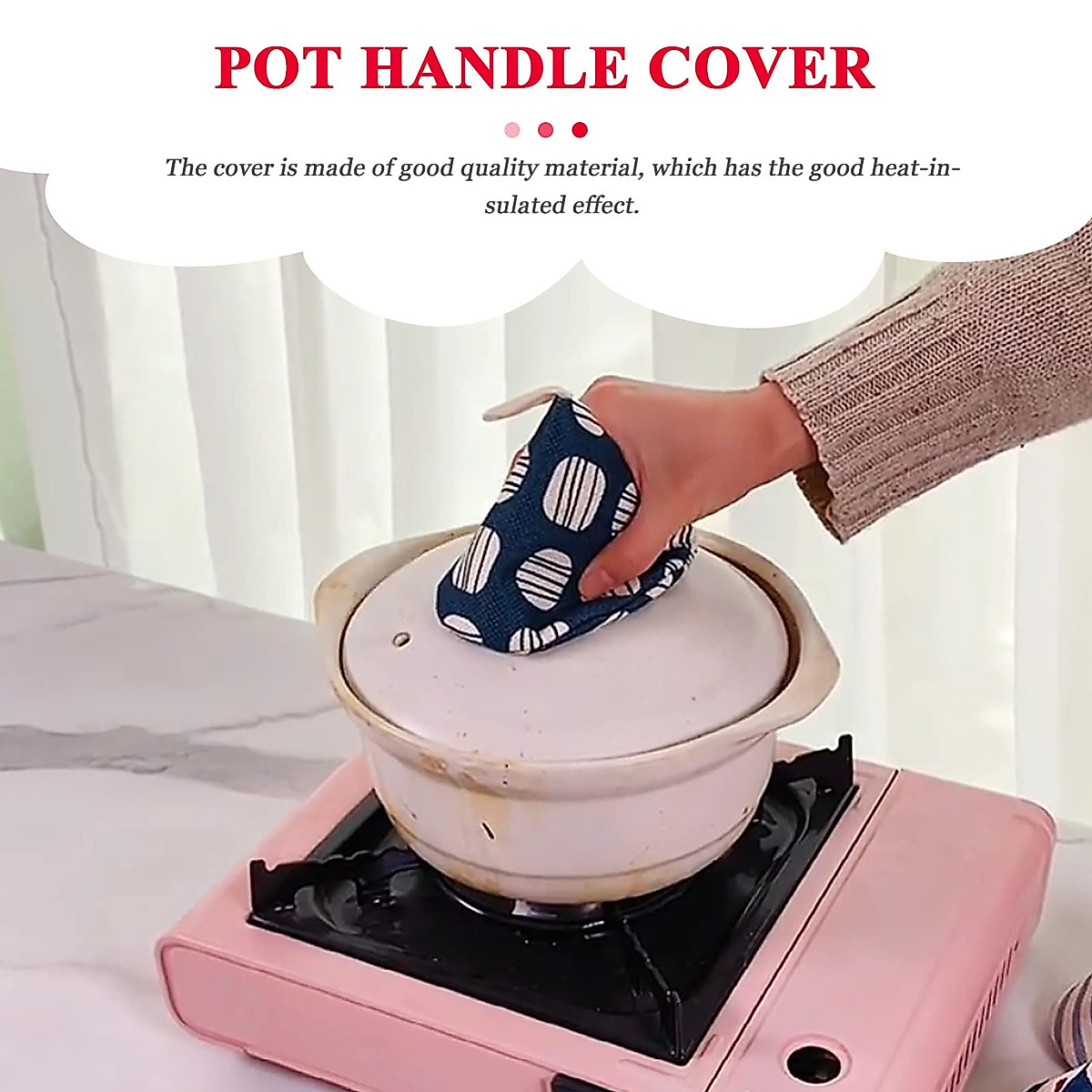 OSALADI 2pcs Hot Handle Holder Non Slip Pot Holders Cover Assist Hot Pan Handle Triangle Fabric Pot Clip Pot lid Gloves Anti Scalding Protector Kitchen Cooking Pot Handle Hat