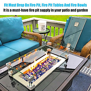 DONSIQIZZ Fire Pit Glass Wind Guard Rectangular 23.5" x 7.5" x 6.5", Glass Table Top Firepit Clear Tempered Glass Flame Guard, Rectangle Tabletop Fire Pit Glass Shield for Propane, Gas, Outdoor