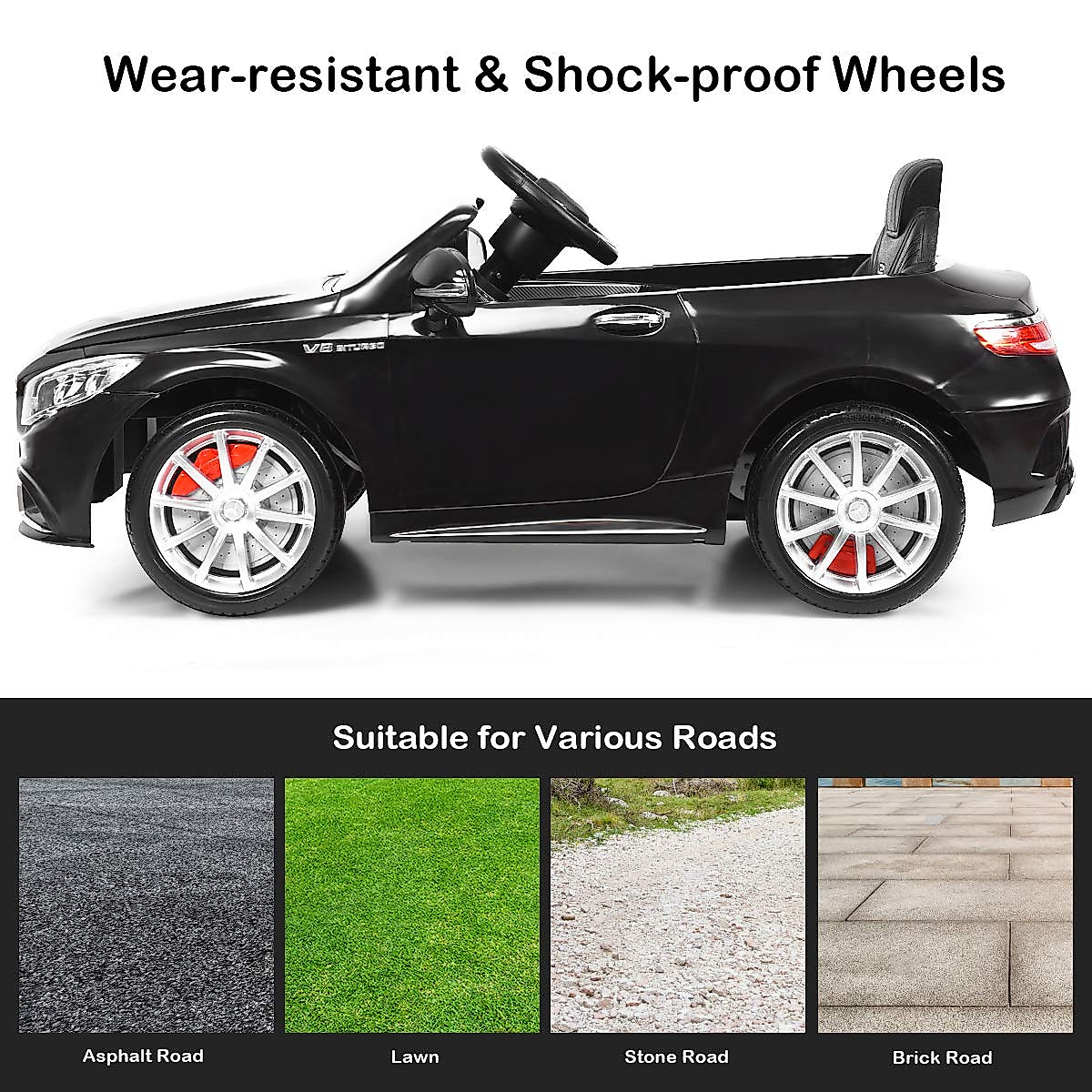 Costzon Ride On Car, 12V Licensed Mercedes Benz Battery Powered Electric Vehicle w/Remote Control, 3 Speeds, LED Lights, Music, Horn, MP3/USB/TF, Ride On Power Wheel for Kids (Black)