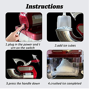 ExploreHorizon 661 lbs/h Commercial Ice Crusher, 350W Electric Snow Cone Machine with 4 Blades and 38L Stainless Steel Ice Storage Box for Restaurants, Bars, and Home Use