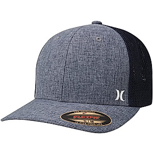 Hurley Men's Caps - Mini Icon Mesh Panel Baseball Cap - Fitted Hats for Men, Size Large-X-Large, Obsidian