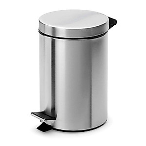 Rocky Mountain Goods Small Trash Can with Step Lid - 1.85 Gallon - Trash can for bathroom, bedroom, office - Heavy duty metal - Foot pedal opening - Removable inside pail with handle (Stainless Steel)