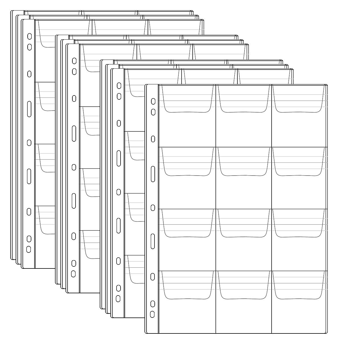 Homgaty 10 Sheets Coin Collection Supplies, Coin Pocket Page Coin Holders Stamp Binder Sheets Currency Collecting Album Book Sleeves (12 Pocket) (12 Pocket)