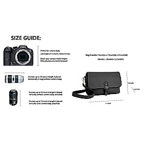 Meliaebag Mirrorless Camera Purse for Women, Stylish Genuine Leather Camera Bag Crossbody Shoulder Messenger Case for Travel, Fits Canon Nikon Sony Olympus mirrorless or Digital SLR Camera (Black)