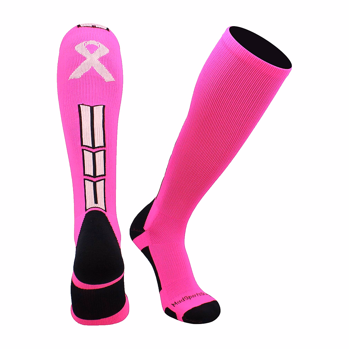 MadSportsStuff Triumph Pink Ribbon Awareness OTC Socks (Neon Pink/Pale Pink, Small)