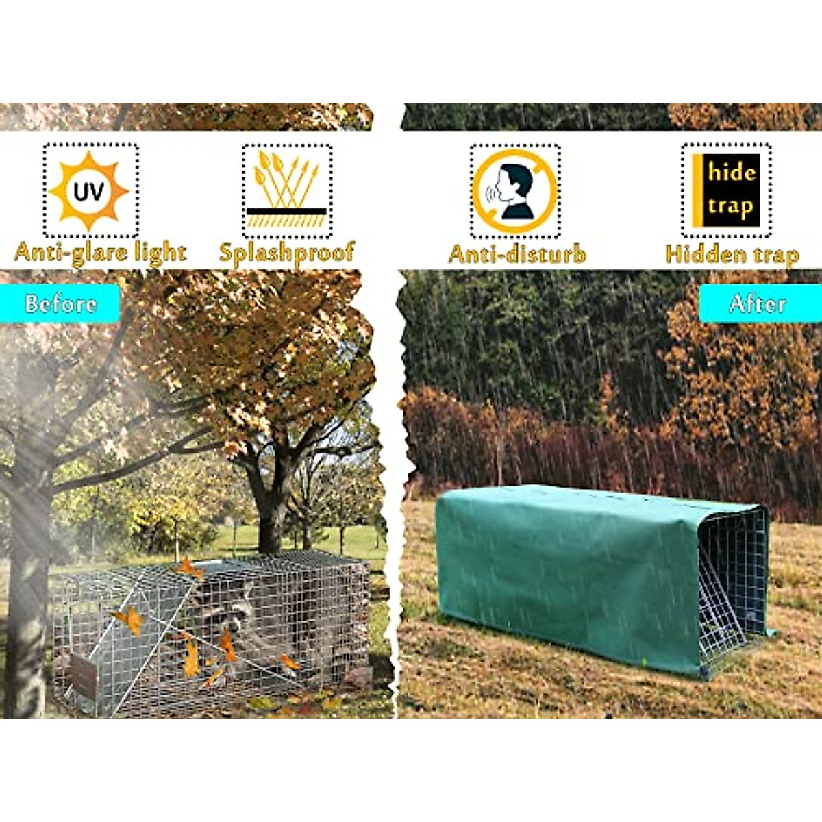 Deblue Feral Cat Trap Cage Cover, 32" Cage Trap Cover for Live Animals with Bite Proof Gloves, Large Trap Cage Cover for 1 Door Humane Trap Cage-(NO CAGE)