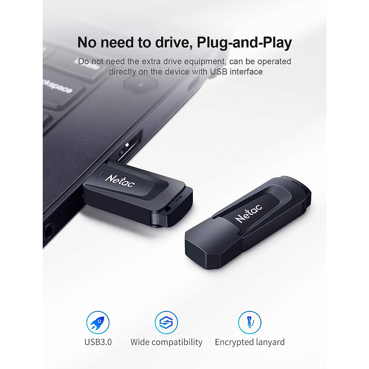 Netac Thumb Drive 32GB Flash Drive 3.0 USB Sticks 32GB Jump Drive, Read Speeds up to 90MB/s