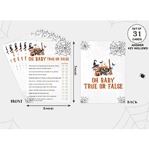 Halloween True or False Game, Halloween Game for Baby Shower, Baby Shower Decorations, Fall Gender Reveal Party Supplies, 30 Game Cards and 1 Answer Key - WY09