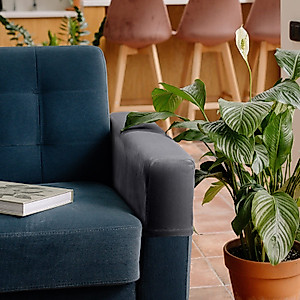 Garneck 2Pcs Stretch Fabric Armrest Covers Anti-Slip Spandex Recliner Armchair Couch Armrest Protector Furniture Protector Armchair Slipcovers Grey