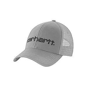 Carhartt Men's Canvas Mesh-Back Logo Graphic Cap, Asphalt/Black, OS
