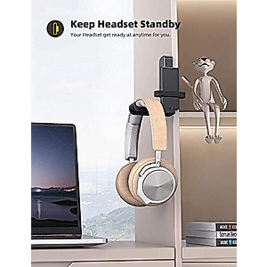 Lamicall Headphone Stand, Sticky Headset Hanger - 360 Degree Rotation Earphone Adhesive Hook Holder Mount, Table Headphone Stand with Cable Organizer, Headset Clamp for HyperX, Sony, Sennheiser -Black