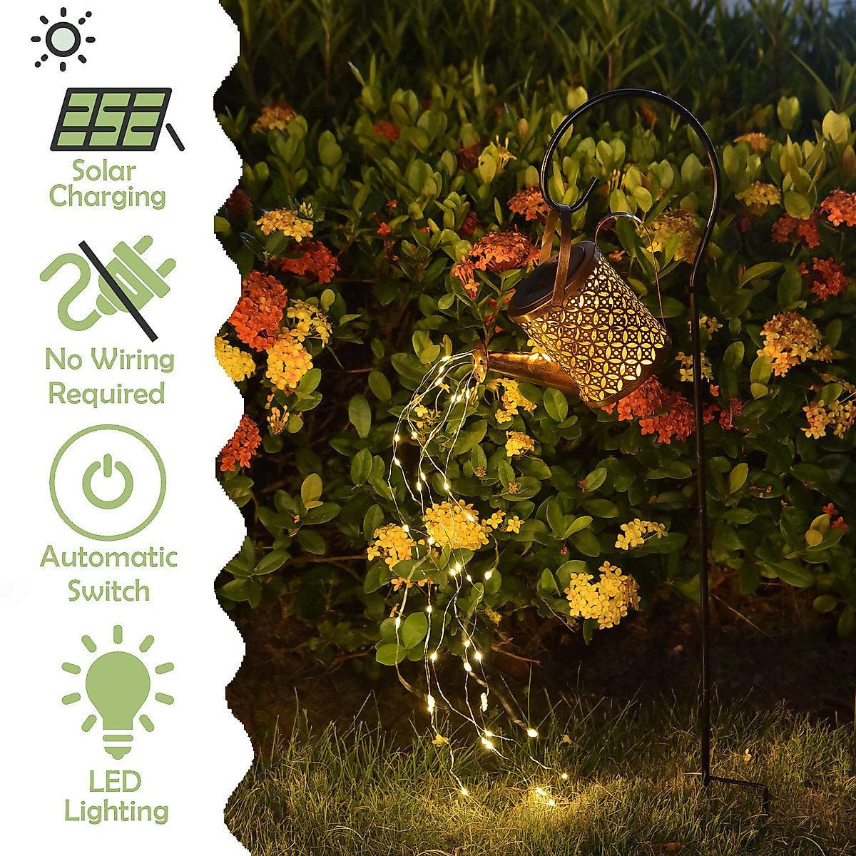 Solar Watering can with Garden Decor Lights,Retro Waterproof Copper Solar Twinkle Lights for Outdoor,Pathway,Yard, Deck,Patio,Walkway,Lawn,Courtyard Party Art Decorations(Large)