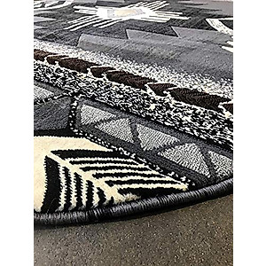 Champion Rugs Southwestern Navajo Aztec Native American Geometric Area Rug Gray (5 Feet X 7 Feet Oval)