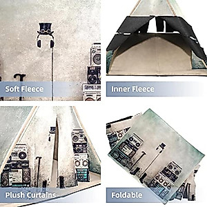 Y-DSIWX Guinea Pig House Bed, Rabbit Large Hideout, Small Animals Nest Hamster Cage Habitats Old Radio Pattern