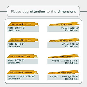 Bates- Reciprocating Saw Blades, Saw Blades, 8 Pack, Saw Blade Set, Saw Blades Metal, Saw Blades Wood, Metal Saw Blades, Reciprocating Saw Blades Metal, Reciprocating Saw Blades Wood, Sawsall