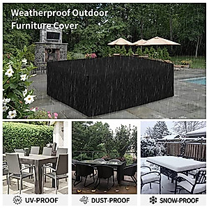 Easy-Going 600D Heavy Duty Patio Furniture Cover, Outdoor Rectangular Table and Chair Set Cover, Waterproof Outdoor Sectional Set Cover (110" L x 84" W x 28" H, Black)