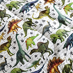 BailiPromise Dinosaur Duvet Set Twin Size,Jurassic Dino 3 Piece Bedding Set,Boys Comforter with Pillow Shames, for All Seasons, Ultra-Soft, Lightweight, Breathable