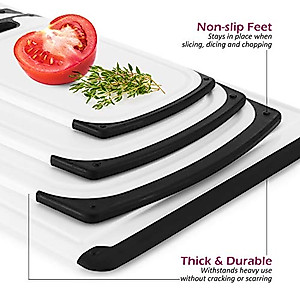 Cutting Boards for Kitchen - Plastic Cutting Board Set with Juice Groove - Set of 4 (Black Trim)…