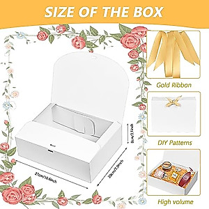 WLUSEAXI 15Pack Gift Boxes with Lids, 10.6x7.8x3.1 Inches Bridesmaid Proposal Boxes with Ribbon, White Gift Boxes for Presents,Kraft Paper Boxes for Wedding Christmas Birthday Baby Shower Party