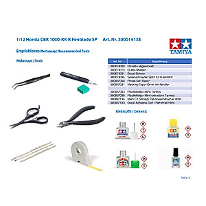 Tamiya 14138 300014138 1:12, Honda CBR 1000-RR-R Fireblade SP, Faithful Replica, Model Making, Plastic Kit, Hobby, Glueing, Model Kit, Assembling, Unpainted