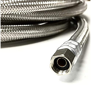 Shark Industrial 6 FT Stainless Steel Braided Ice Maker Hose with 1/4" Comp by 1/4" Comp Connection