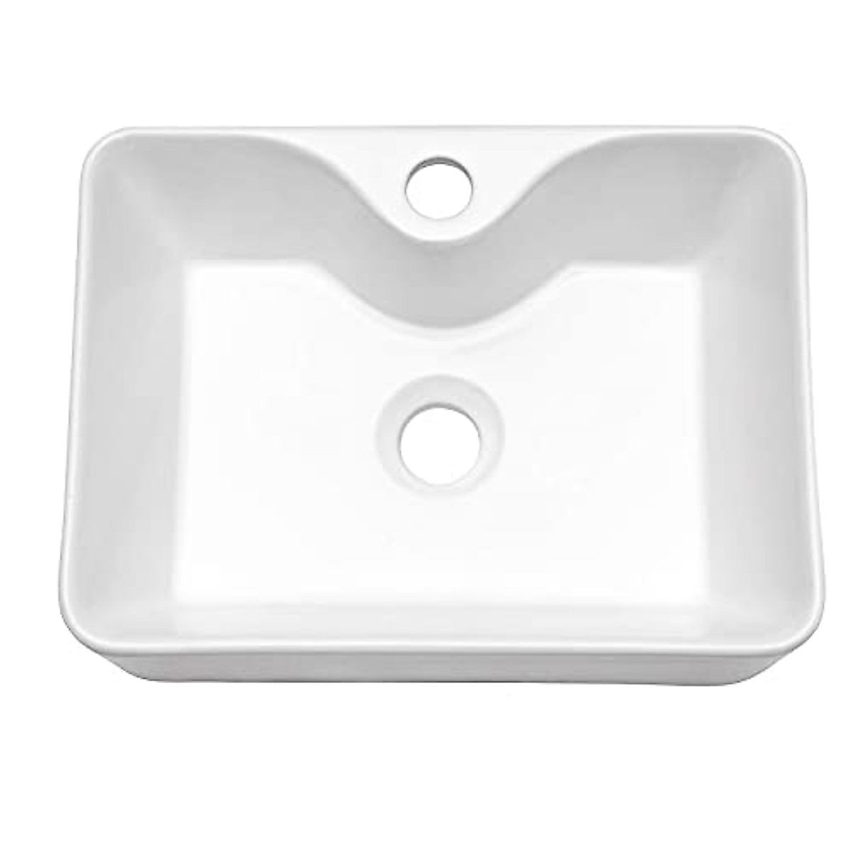 Lordear Bathroom Vessel Sink 16"x12" Rectangle Sink Above Counter White Porcelain Ceramic Modern Vanity Sink Art Basin with Faucet Hole, Sink for Bathroom