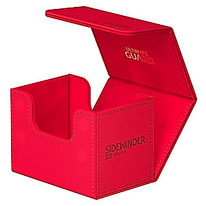 Ultimate Guard Sidewinder 80+, Deck Box for 80 Double-Sleeved TCG Cards, Red, Magnetic Closure & Microfiber Inner Lining for Secure Storage