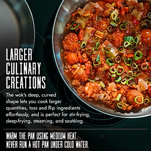 SKOTTSBERG Stainless Steel Wok (11" wide) – Suitable For All Heatsources, Safe With Metal Utensils