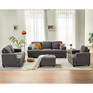 VanAcc 89 inch Sofa, Comfy Sofa Couch with Extra Deep Seats, Modern Sofa- 3 Seater Sofa Couch for Living Room Apartment Lounge, Grey Bouclé