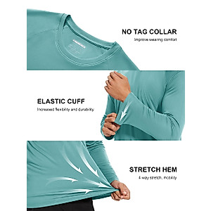 Hiking Shirts for Men Long Sleeve Running Shirts Quick Dry Shirts for Men Baselayer Shirt Men Performance Sun Tshirt Rash Guard for Men Beach Shirts Grey Green