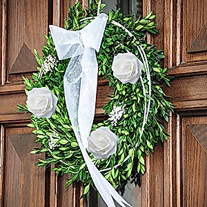 Artificial Flowers 25pcs White Real Looking Foam Rose Fake Flowers with Stem/Leaves for DIY Wedding Bouquets Centerpieces Floral Arrangments Home Party Decorations
