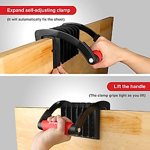 Goldblatt Panel Carrier, Plywood Lifting Tool, Drywall Carrying Tool - Plywood Carriers Tool for Wood, Synthetic Cement Board - Clamping Thickness up to 1 inch