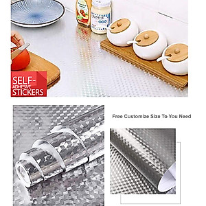 Kitchen Backsplash Wallpaper Stickers Peel and Stick Aluminum Foil Contact Paper