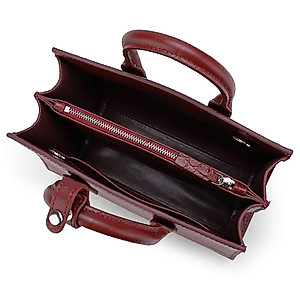 Women Handbags Leather Designer Top Handle Bags Crocodile Pattern Crossbody Shoulder Bags Wine Red Medium