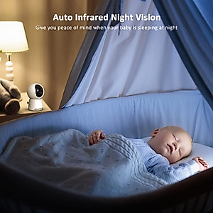 NexiGo Video Baby Monitor with Camera and Audio, 5 Inch Split IPS Screen, Support Up to 4 Cameras, 2-Way Audio, Pan-Tilt-Zoom, 4800mAh Battery, Temperature Detection, Night Vision, 2 Pack (White)