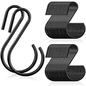 60 Pcs S Hooks Mini S Shaped Heavy Duty Metal Hooks for Hanging Plants Pots Pans Mugs Clothes Towels Kitchen Closet Rod Hooks Small S-Hooks 1.8 Inch S Hooks Bulk (Black)