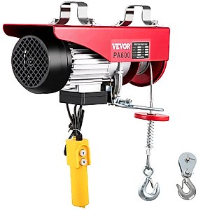 VEVOR Electric Hoist Lift 1320LBS 600KG Overhead Electric Hoist 110V Electric Wire Hoist Remote Control Garage Auto Shop Overhead Lift