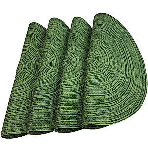 Red-A, Placemats, Round Placemats for Dining Table Set of 4 Woven Heat Resistant Non-Slip Kitchen Table Mats Diameter 14 Inch(Hunter Green)
