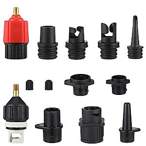 Treela Inflatable Pump Adaptor Air Pump Adapter Compatible with SUP Inflatable Car Air Compressor Valve Adapter with 9 Air Valve Nozzle for Paddle Board Inflatable Boat (Classic,Black, Red, Gold)