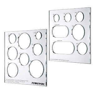 POWERTEC 71622 12 x 10 inch Clear Acrylic Decorative Templates, Circle/Grommet/Round Inlay Stencil Templates for Woodworking, Set of 2