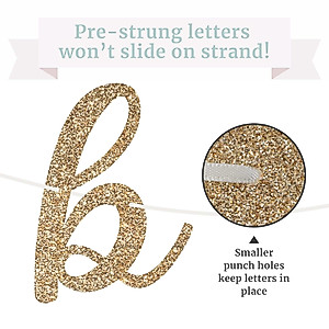 Pre-Strung Sweet Baby Boy Banner - NO DIY - Gold Glitter Baby Shower Gender Reveal Party Banner For Boy - Pre-Strung Garland on 8 ft Strand - Baby Shower Party Decorations. Did we mention no DIY?