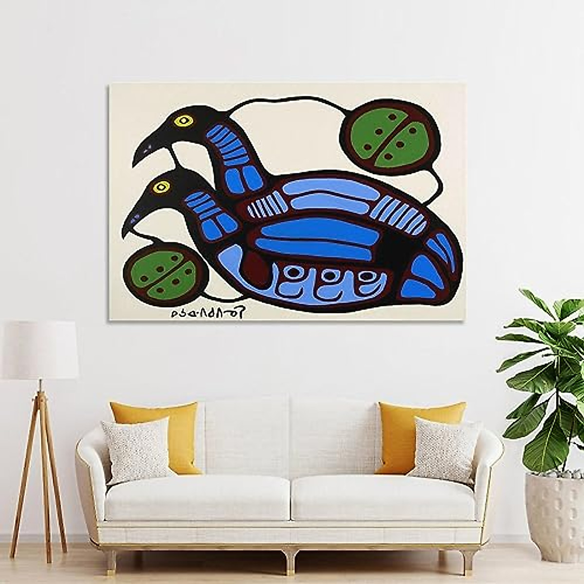 Norval Morrisseau Prints Blue Loons Poster Canvas Art Poster And Wall Art Picture Print Modern Family Bedroom Decor Posters 16x24inch(40x60cm)