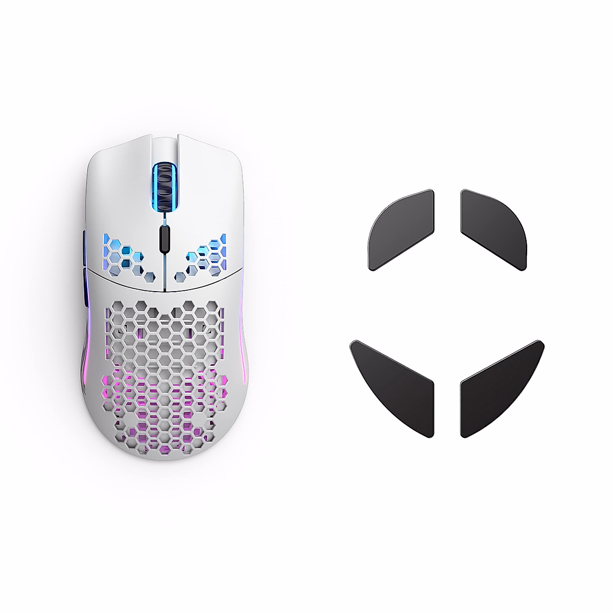 (Mouse + Ceramic Feet) Glorious Model O Wireless Gaming Mouse (Matte White) + Glorious G-Floats Polished Ceramic Mouse Feet for O/O- Mouse (Bundle)