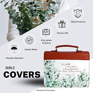 Kinsman Company Faux Peanut/Green Eucalyptus KJV Bible Cover Case for Women/King James Bible Cases for Woman/Large Bible Covers for Women/Bible Bags for Women Organizer/Leather Bible Covers for Women
