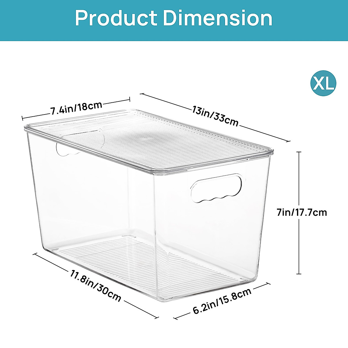 Vtopmart 6 Pack Clear Stackable Storage Bins with Lids,XLarge Plastic Containers with Handle for Pantry Organizer and Storage,Perfect for Kitchen,Fridge,Cabinet, Closet,Bathroom Organization