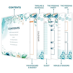 Wedding Planner Book and Organizer for the Bride, Wedding Planning Binder, Engagement & Fiance Gifts for Her, Bride To Be gifts, Wedding Stickers kit